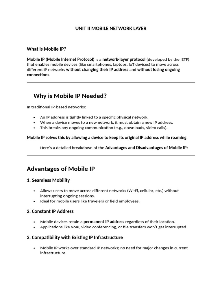 Unit Ii Mobile Network Layer | PDF | Transmission Control Protocol | I Pv6
