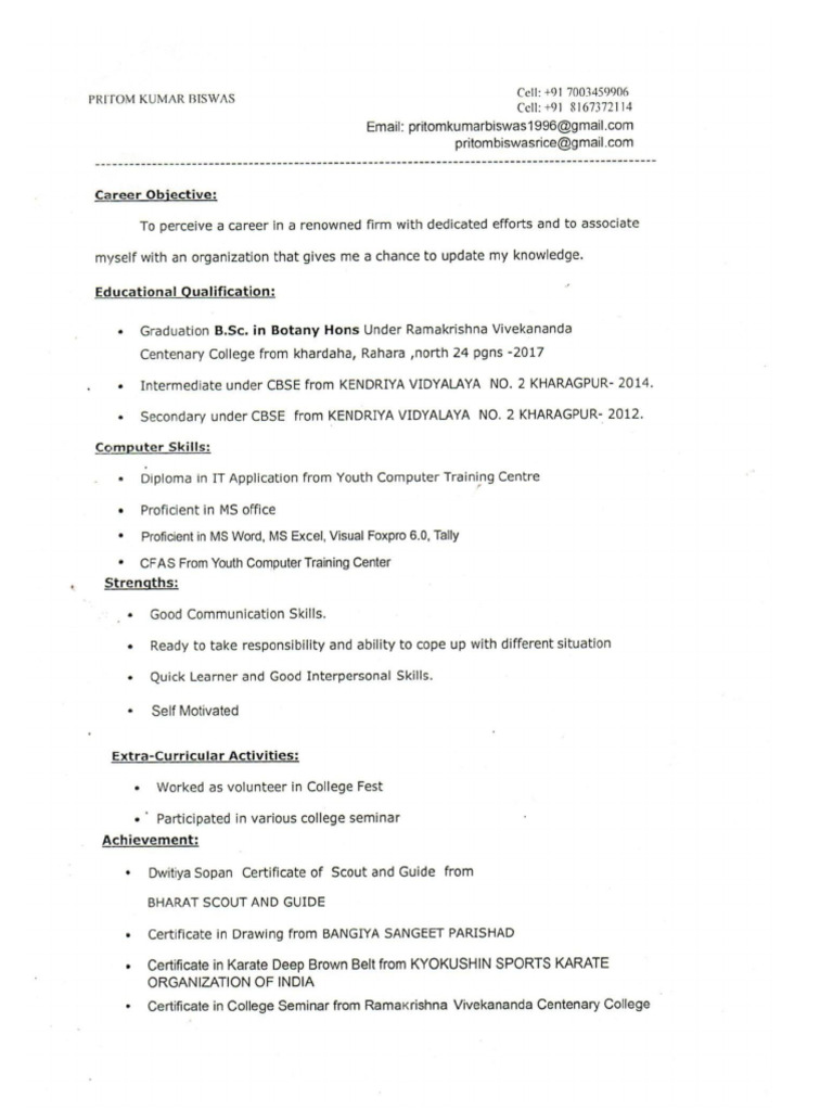 CV - Pritom Biswas | PDF