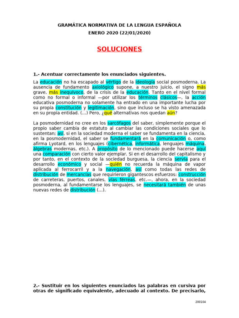 Modelo de Examen para Usar en El Aula 2 - SOLUCIONES | PDF | Desempleo ...