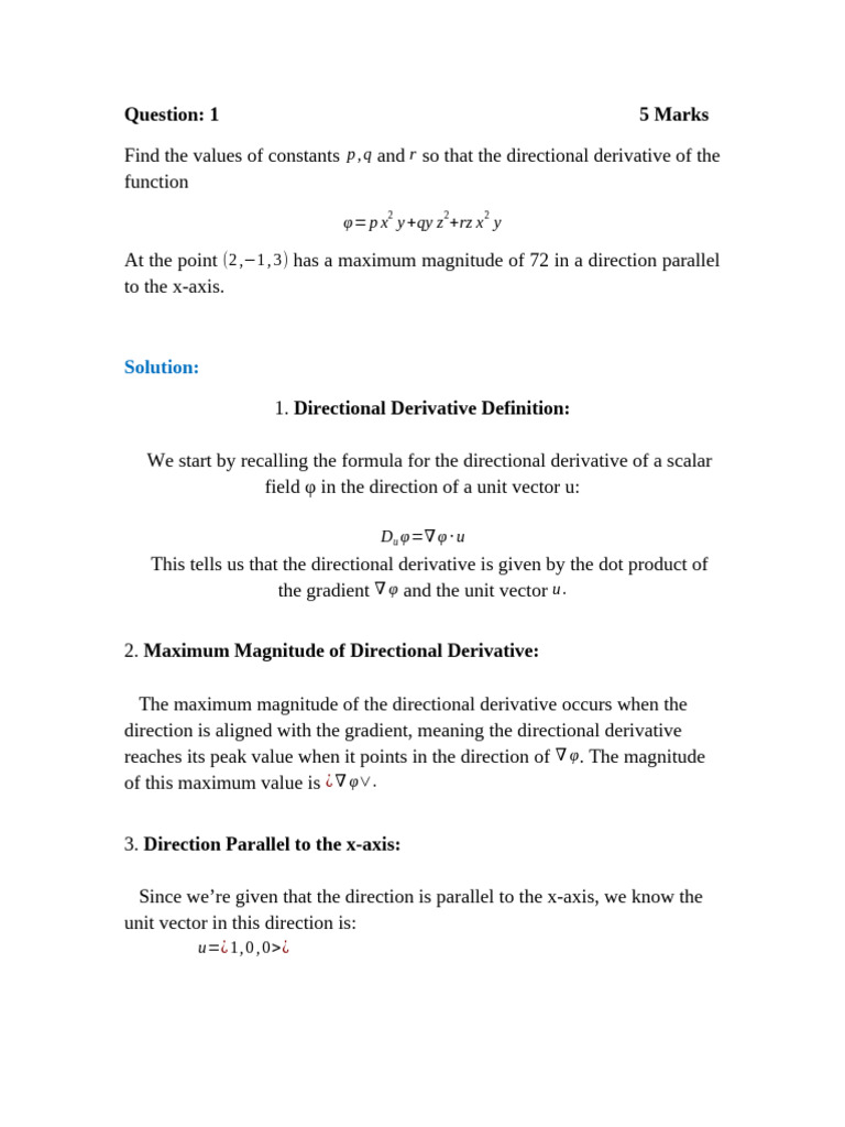 Directional Derivative Solution Correct Format | PDF | Derivative | Gradient