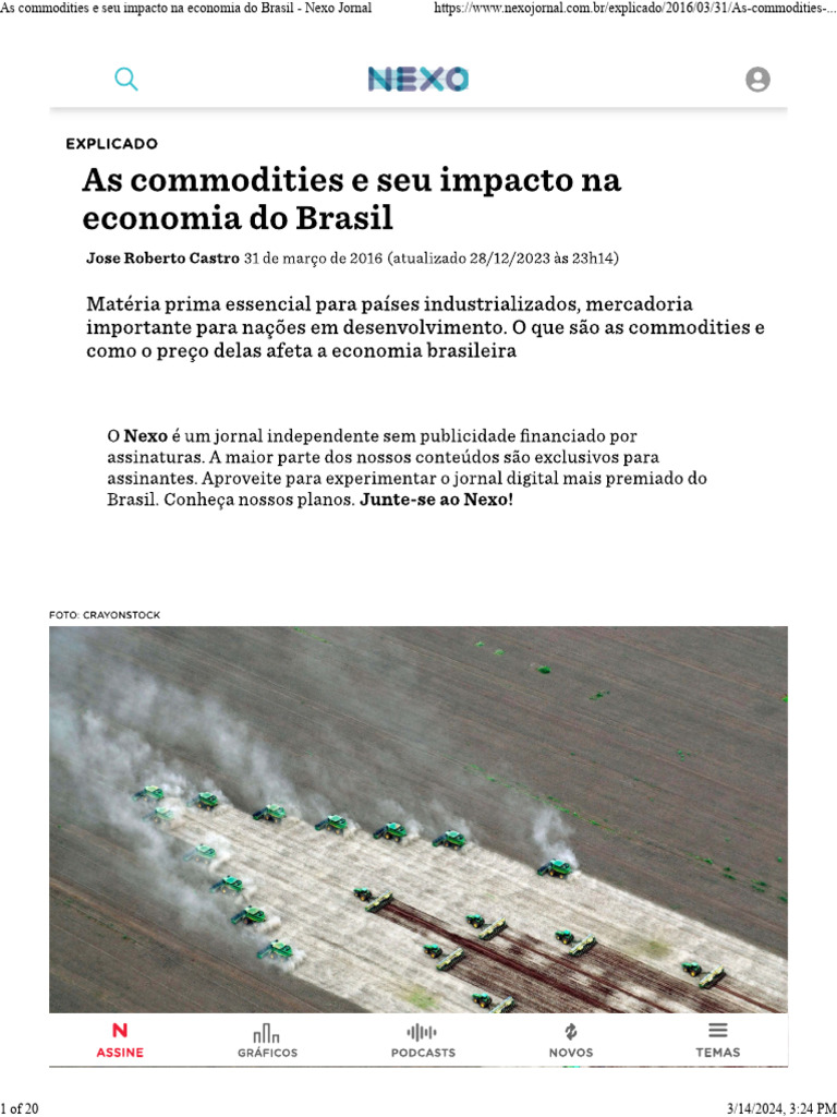 O peso das commodities no Brasil | PDF