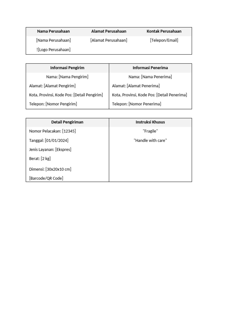 Shipping Label Template Contoh Template Shipping Label Excel 3 | PDF