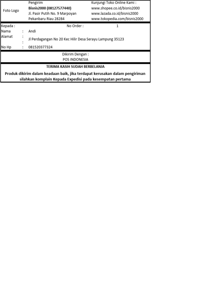 Aplikasi Cetak Masal Label Alamat Paket Kiriman Jualan Online Dengan ...
