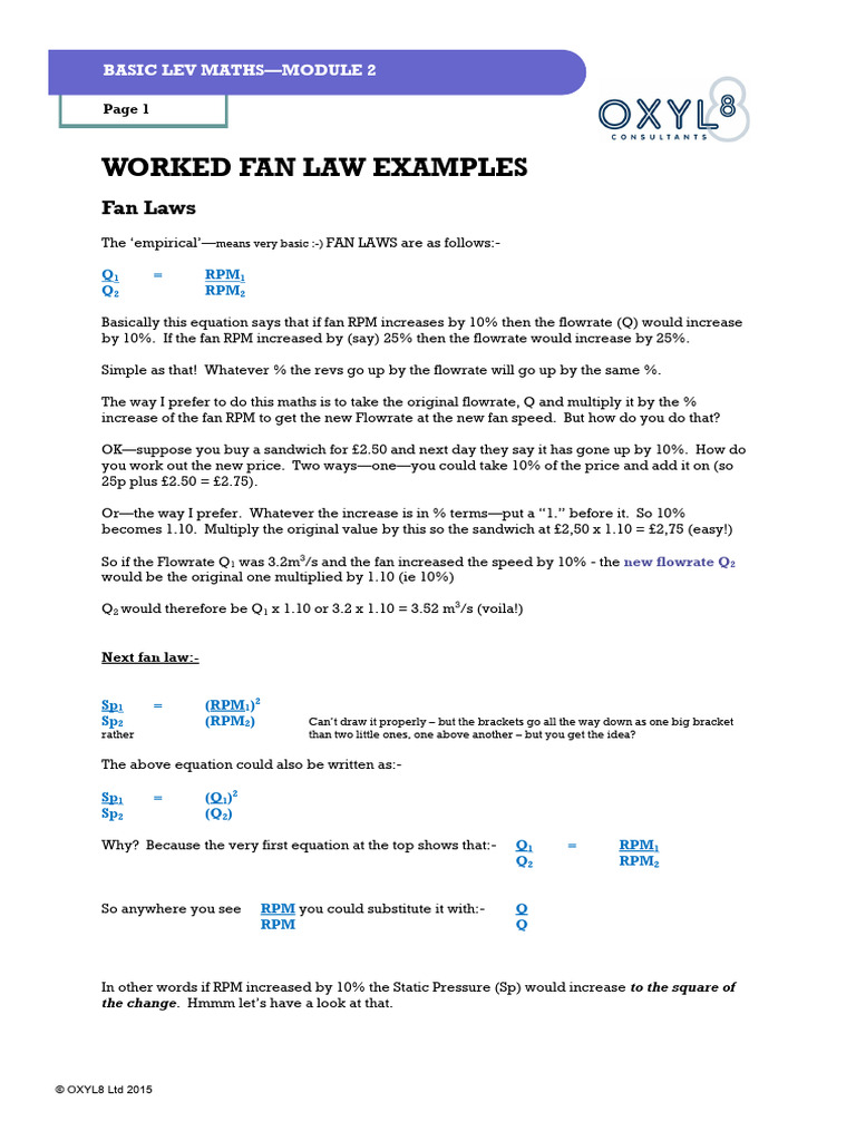 Basic LEV Maths - Fan Laws | PDF