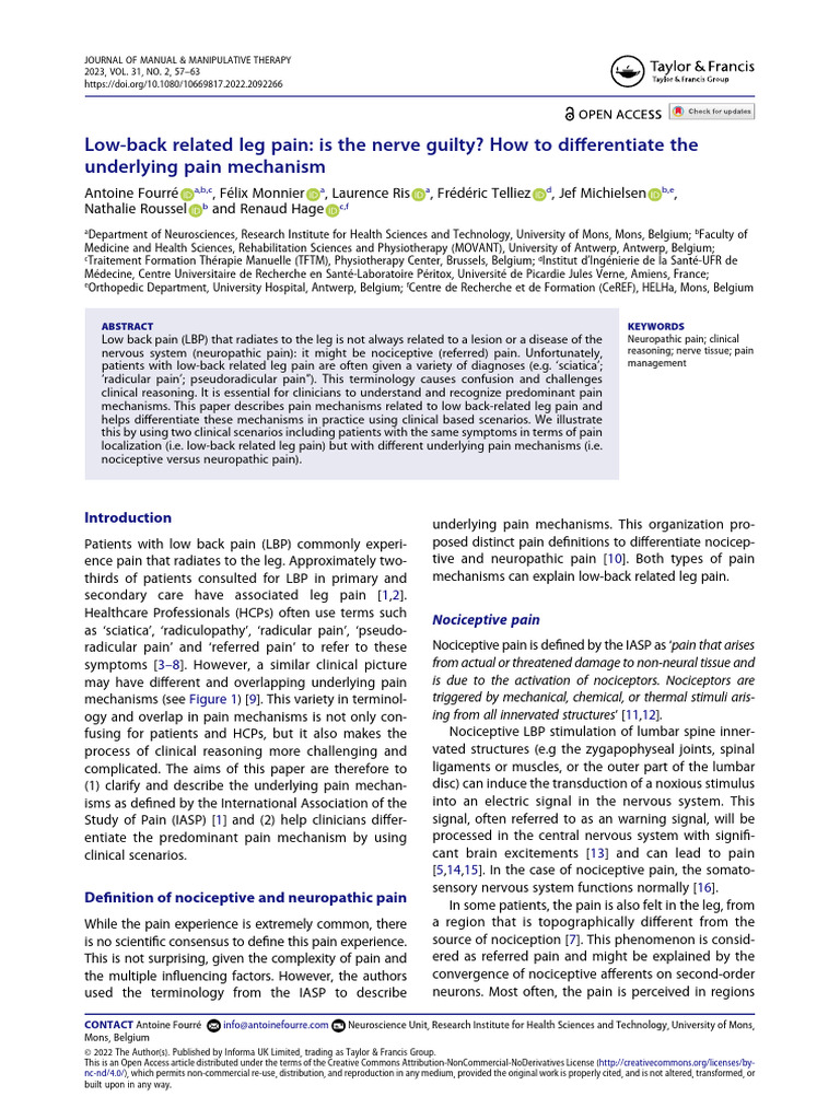 Dor Na Perna Relacionada à Coluna Noci Ou Neuro | PDF | Pain ...