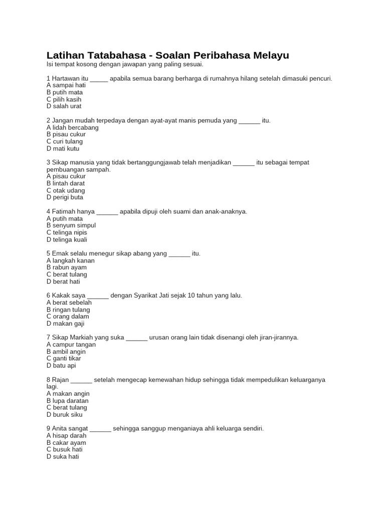 Latihan Tatabahasa | PDF