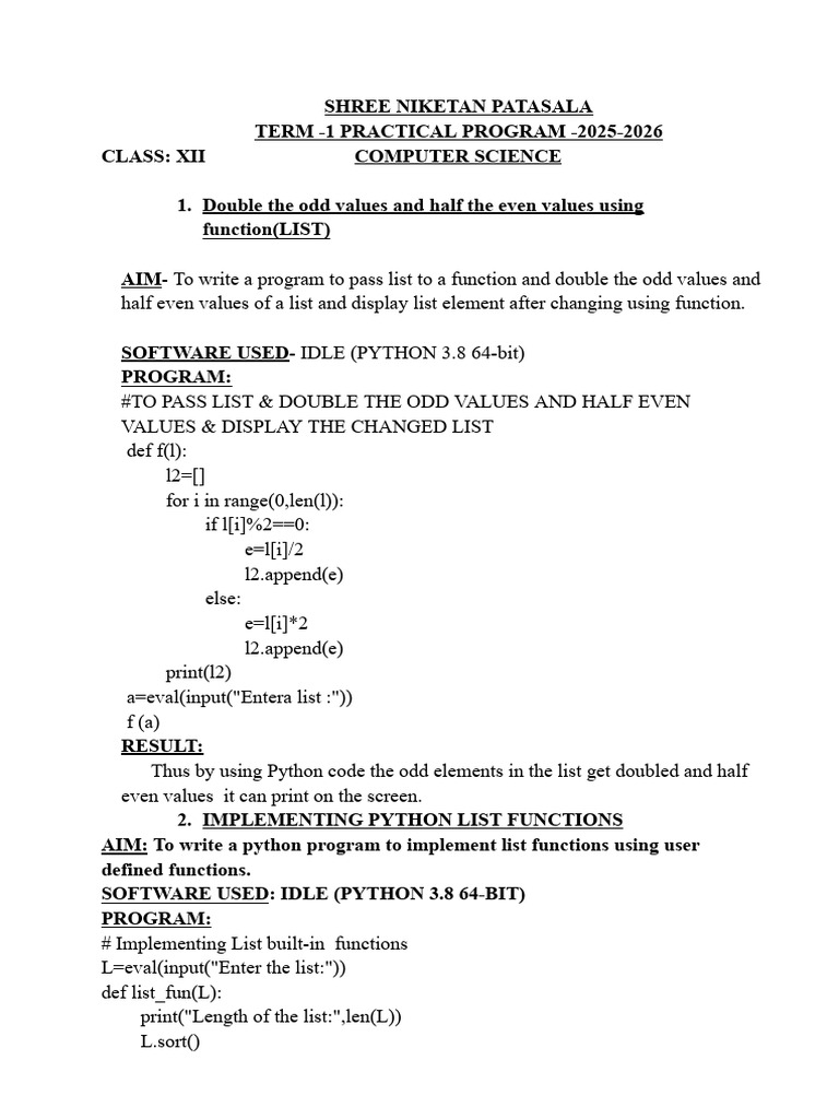 Practical File Term 1 2025-2026 | PDF | String (Computer Science) | Text File