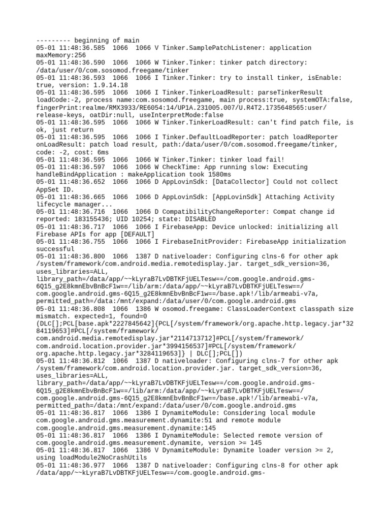 Com.sosomod.freegame Logcat | PDF | Java (Programming Language) | Android (Operating System)
