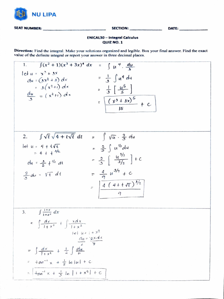 Quiz No. 1 | PDF | Calculus | Mathematical Analysis