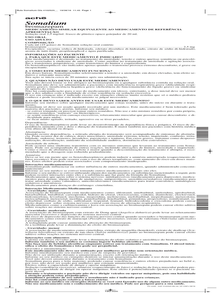Bula-–-Somalium-Gotas | PDF | Amamentação | Síndrome de abstinência