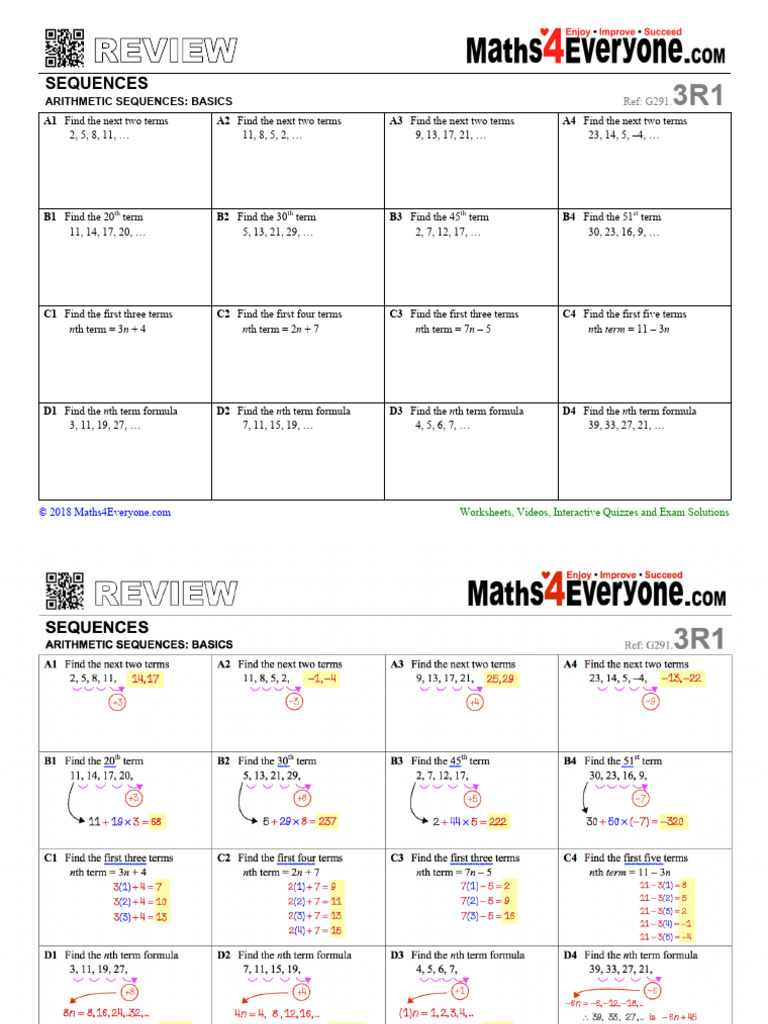 arithmetic-sequences-basics-20264 (1) | PDF