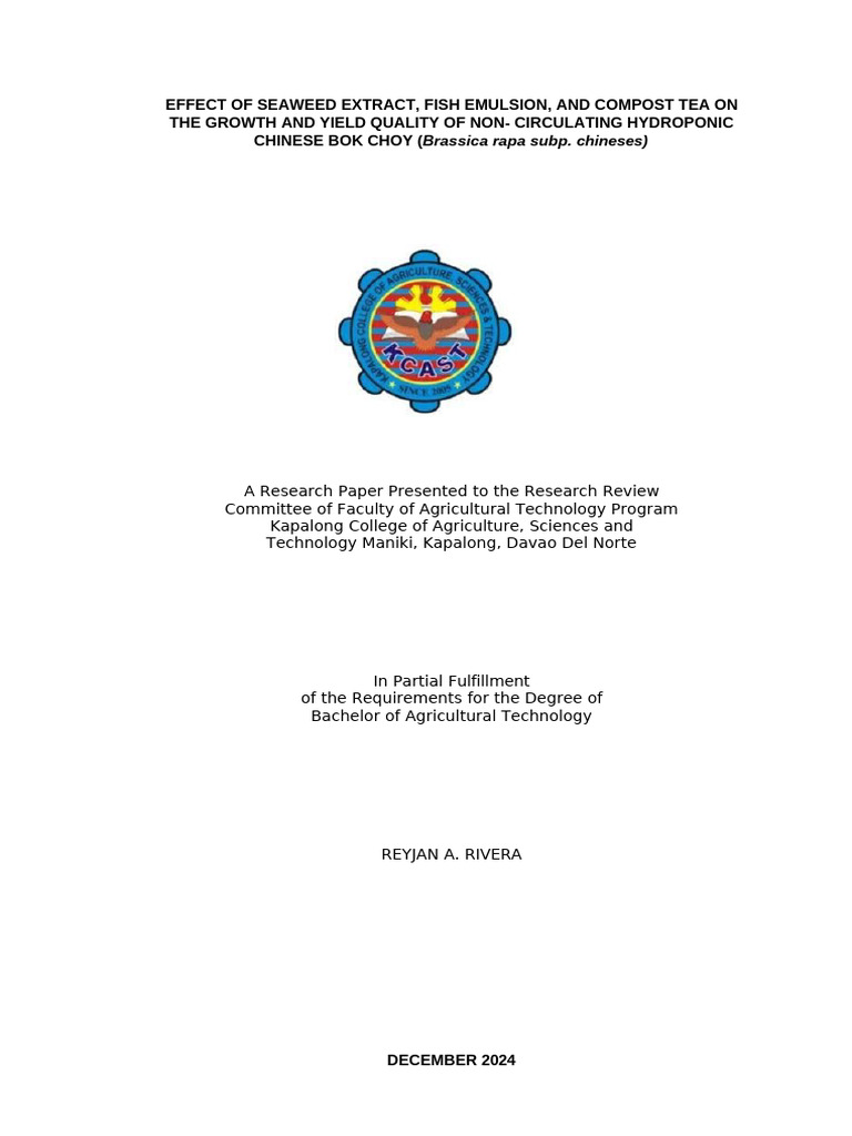 Manuscript For Final Defense | PDF | Hydroponics | Soil