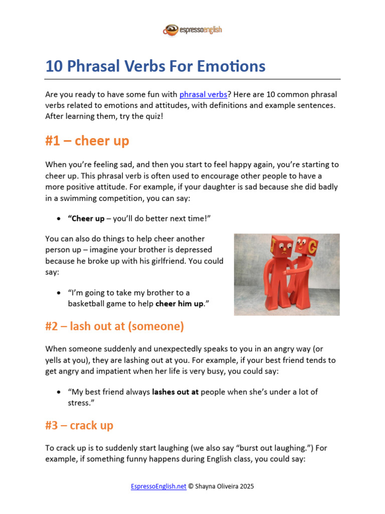 10 Phrasal Verbs for Emotions | PDF