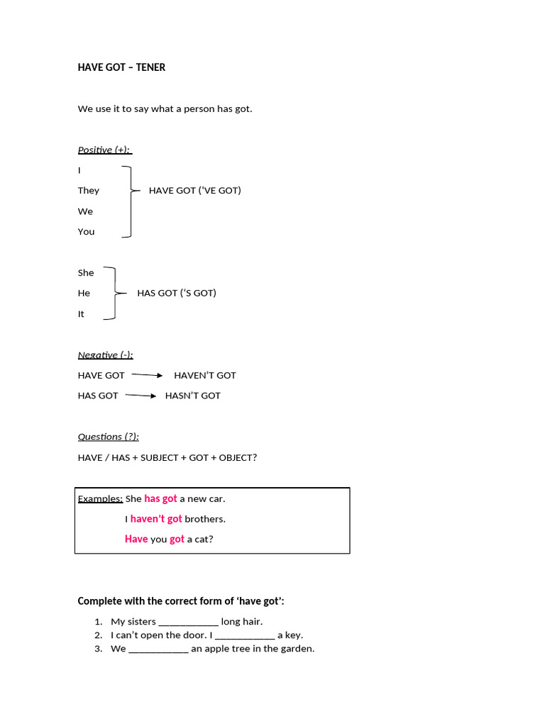 English Grammar: Have Got & Can Usage | PDF