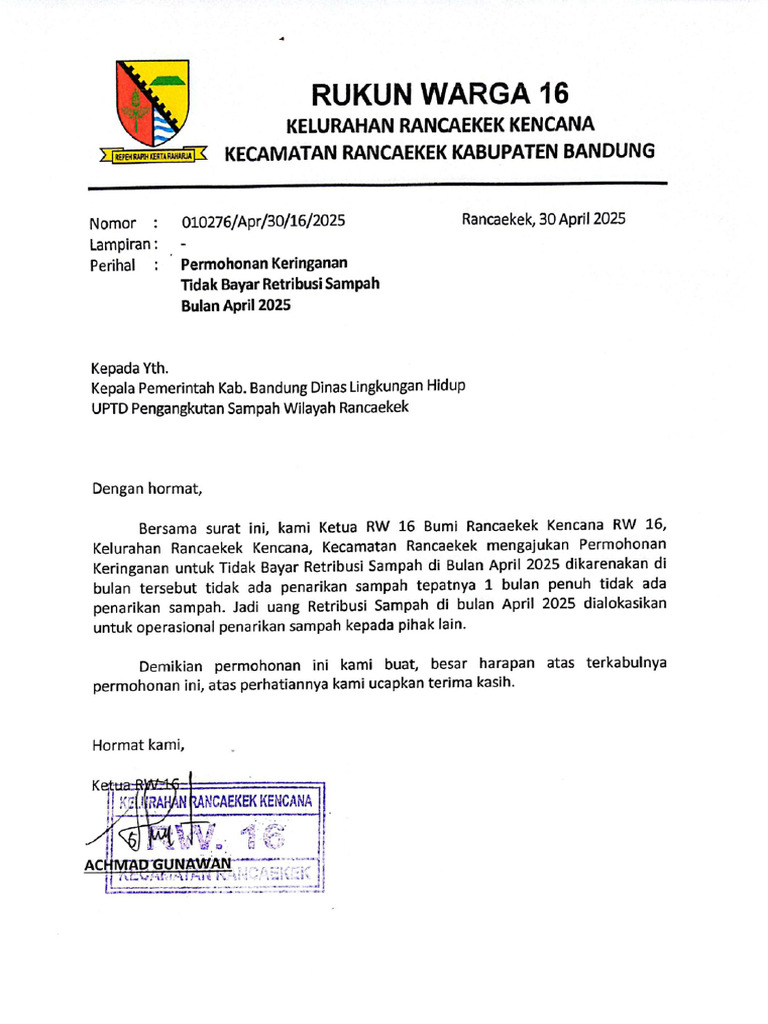 SURAT PERMOHONAN DLH | PDF