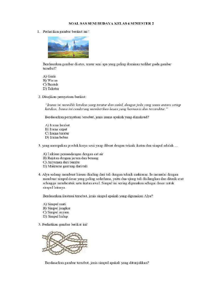 Sas Seni Rupa Kelas 6 | PDF