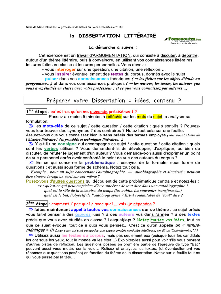 La Methode Pour Une DISSERTATION | PDF
