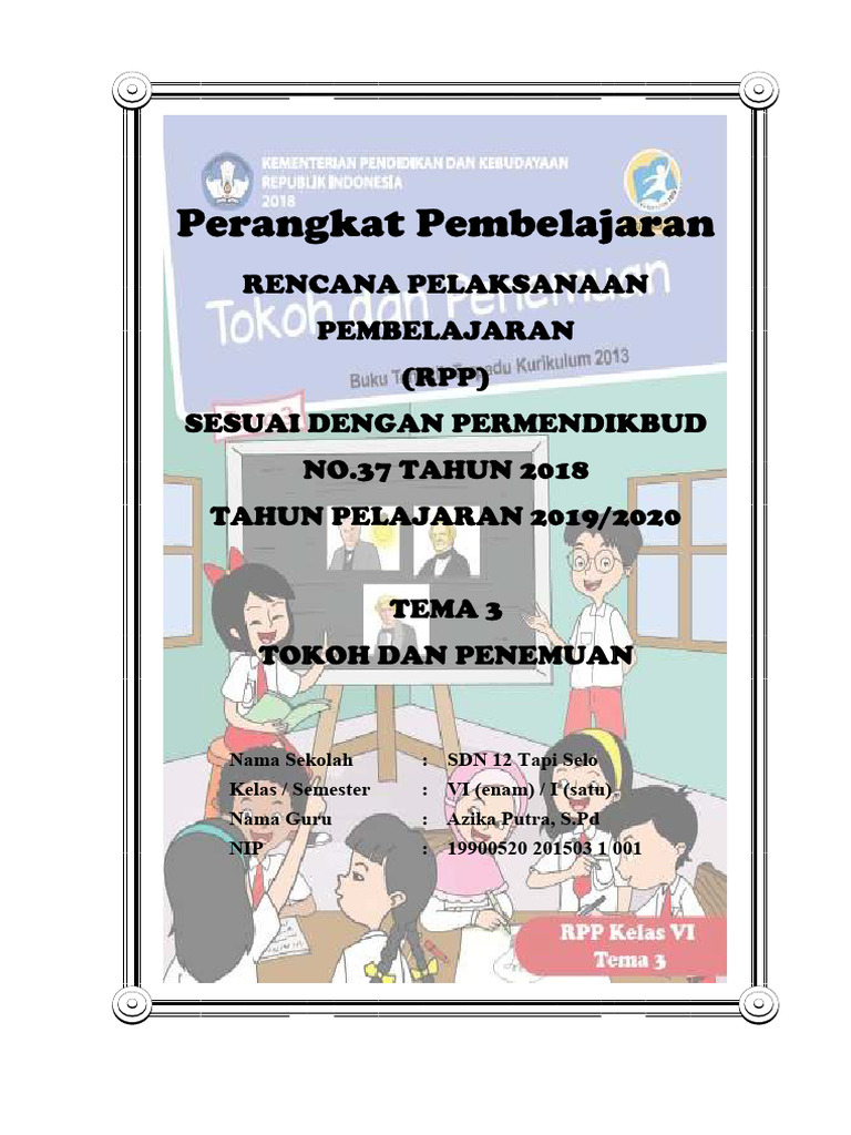 RPP Kelas 6 Semester 1 Tema 3 - Tokoh Dan Penemuan - K13 Edisi Revisi 2018 | PDF