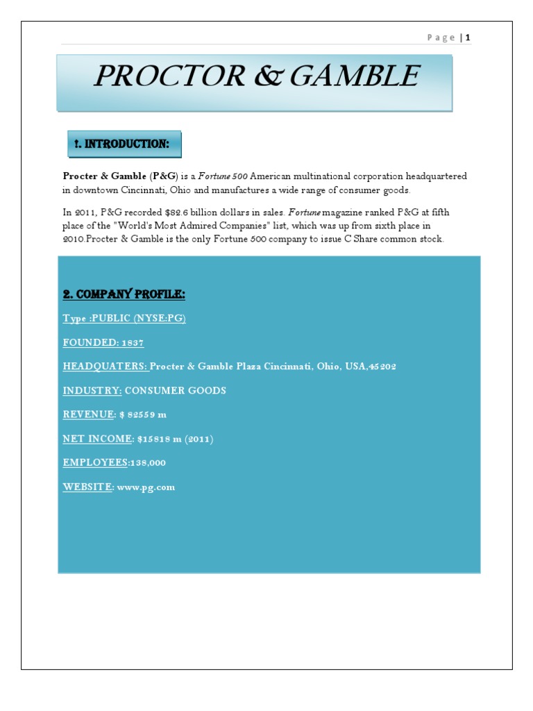 Proctor & Gamble: !. Introduction | PDF | Procter & Gamble | Dividend