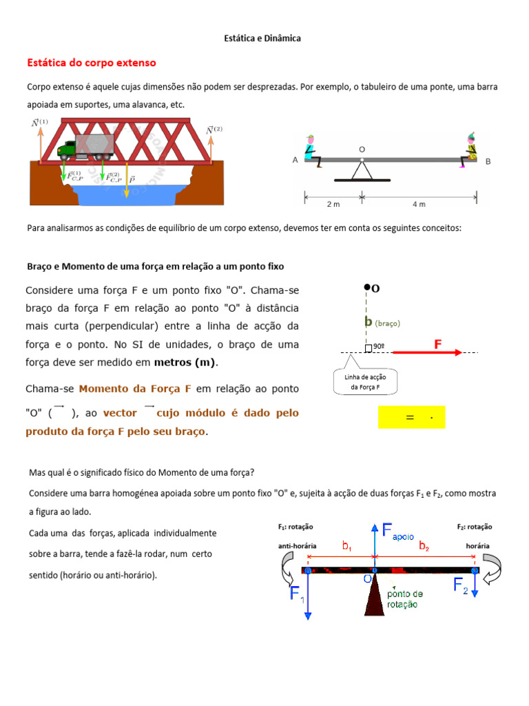 Estatica Do Corpo Extenso | PDF | Força | Iniciativa/Conjuntura