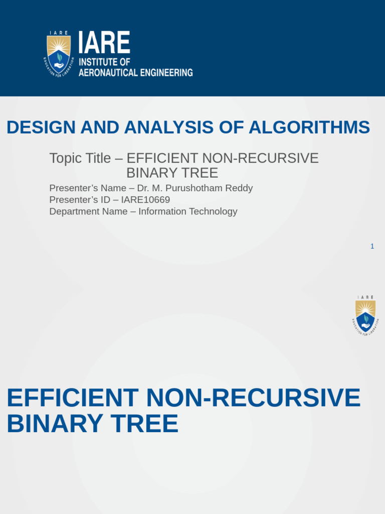 Efficient Non-Recursive Binary Tree | PDF