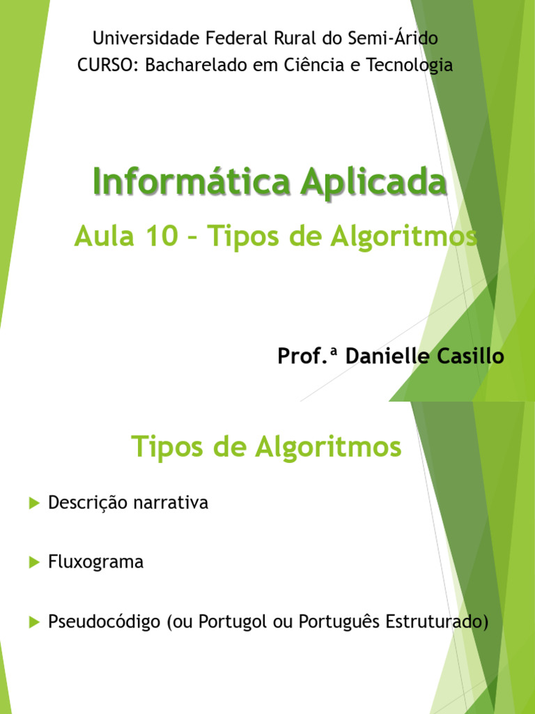 Aula 10 - Tipos de Algoritmos e Conceitos Básicos | PDF | Algoritmos | Informática