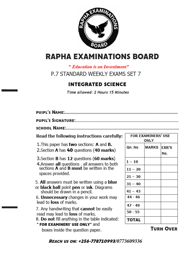 p.7 Sci - Set 7-Rapha Incomplete | PDF | Biology