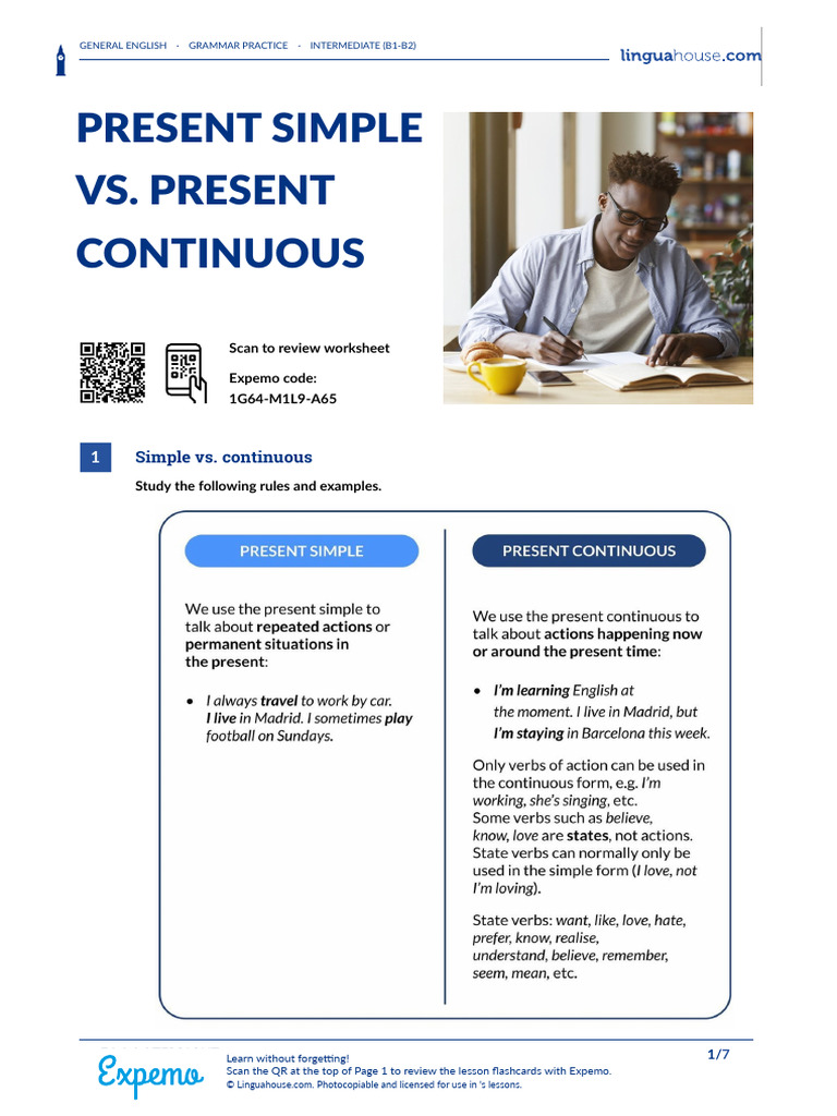 Present Simple vs Continuous Exercises | PDF