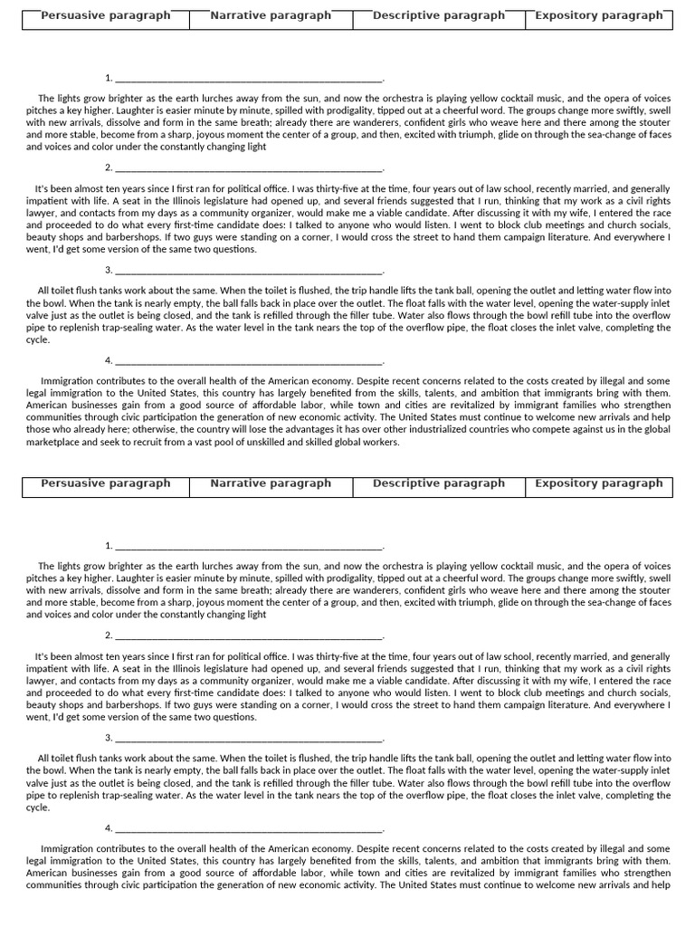 Guess Types of Paragraphs | PDF | Immigration