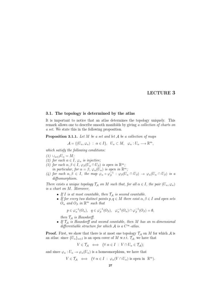 Lectures 2017.pdf Manifolds | PDF | Differentiable Manifold | Mathematical Analysis