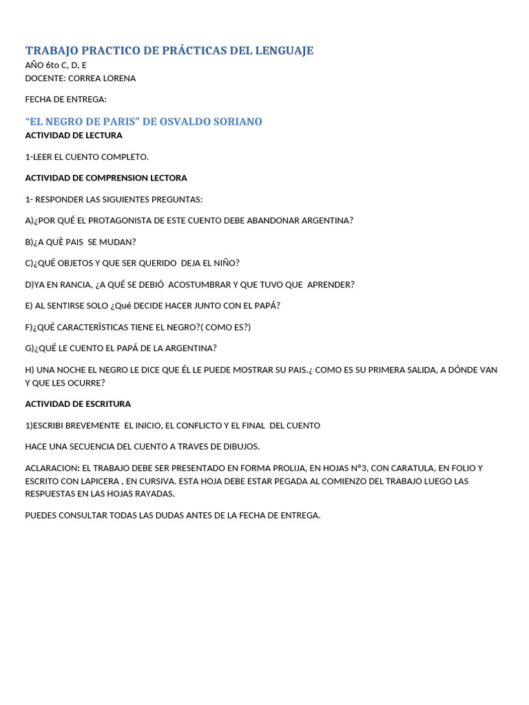 Trabajo Practico de Prácticas Del Lenguaje | PDF