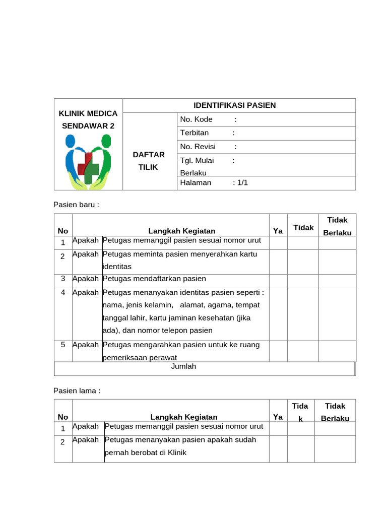 Tilik - Sop - Identifikasi - Pasien - KMS 2 | PDF