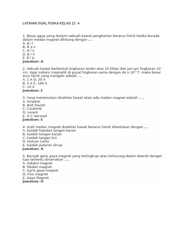 Latihan Soal Fisika Kelas 12-4 | PDF