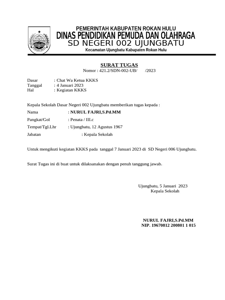 Surat Tugas k3s Semester 1 | PDF