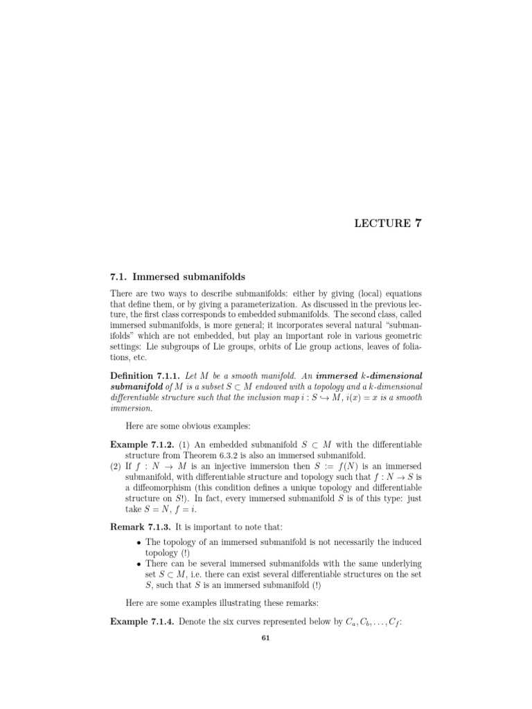 Lecture 7 Manidolds | PDF | Differentiable Manifold | Continuous Function