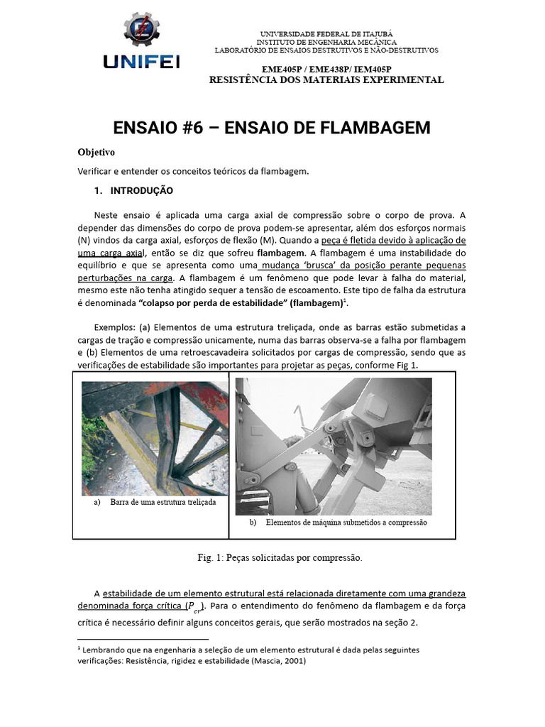Ensaio de Flambagem em Materiais | PDF | Flambagem | Resistência dos ...