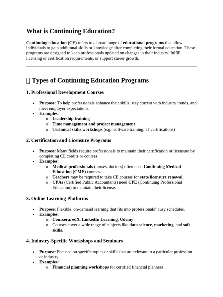 What Is Continuing Education | PDF | Continuing Education | Mentorship