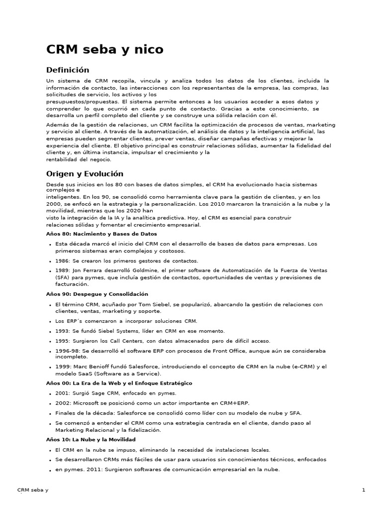 CRM Word | PDF | Gestión de la relación con el cliente | Informática