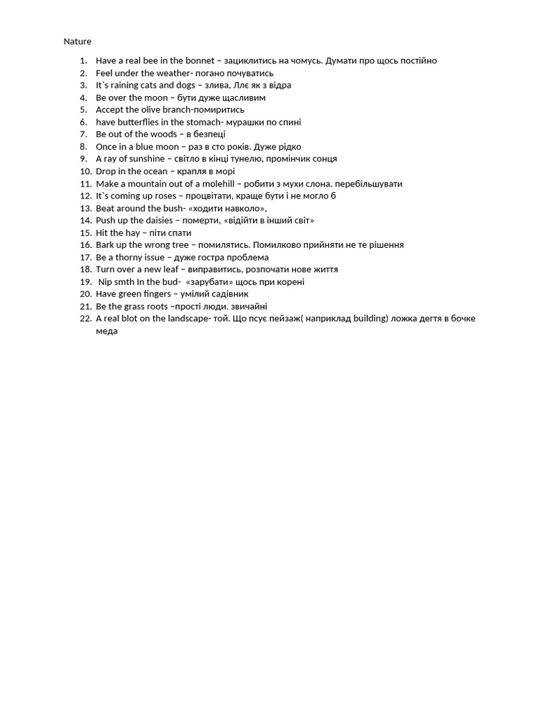 Idioms Nature | PDF