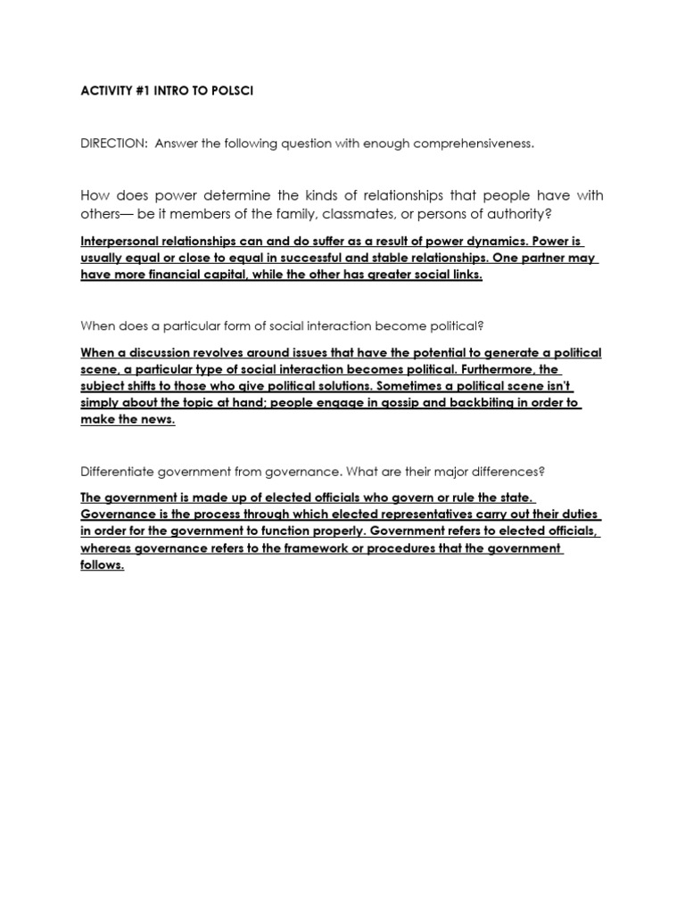 Activity 1 Intro To Polsci | PDF