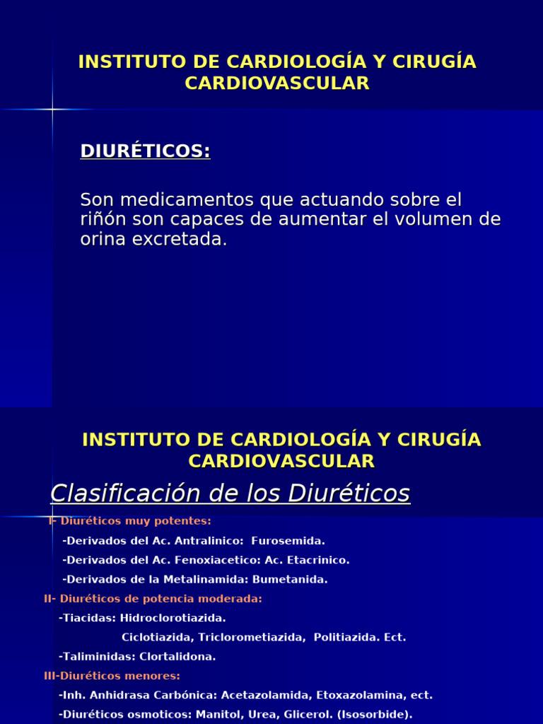 Diuréticos: Clasificación y Efectos | PDF | Especialidades Medicas | Drogas