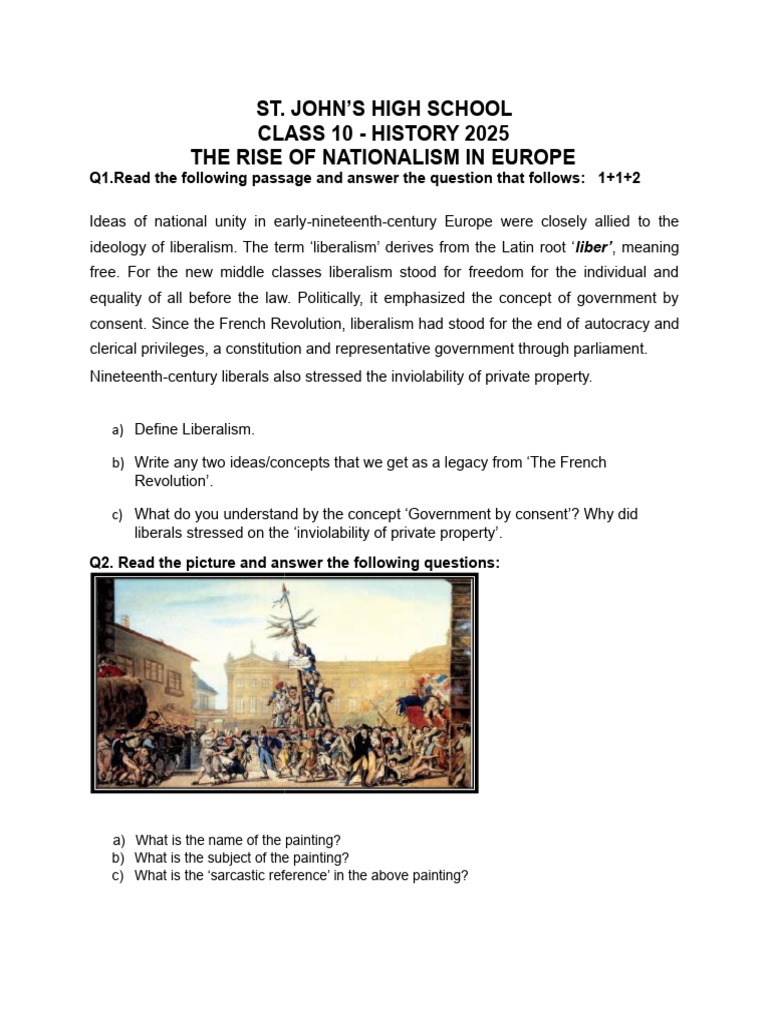 HISTORY L1- THE RISE OF NATIONALISM IN EUROPE WS | PDF | Nationalism ...