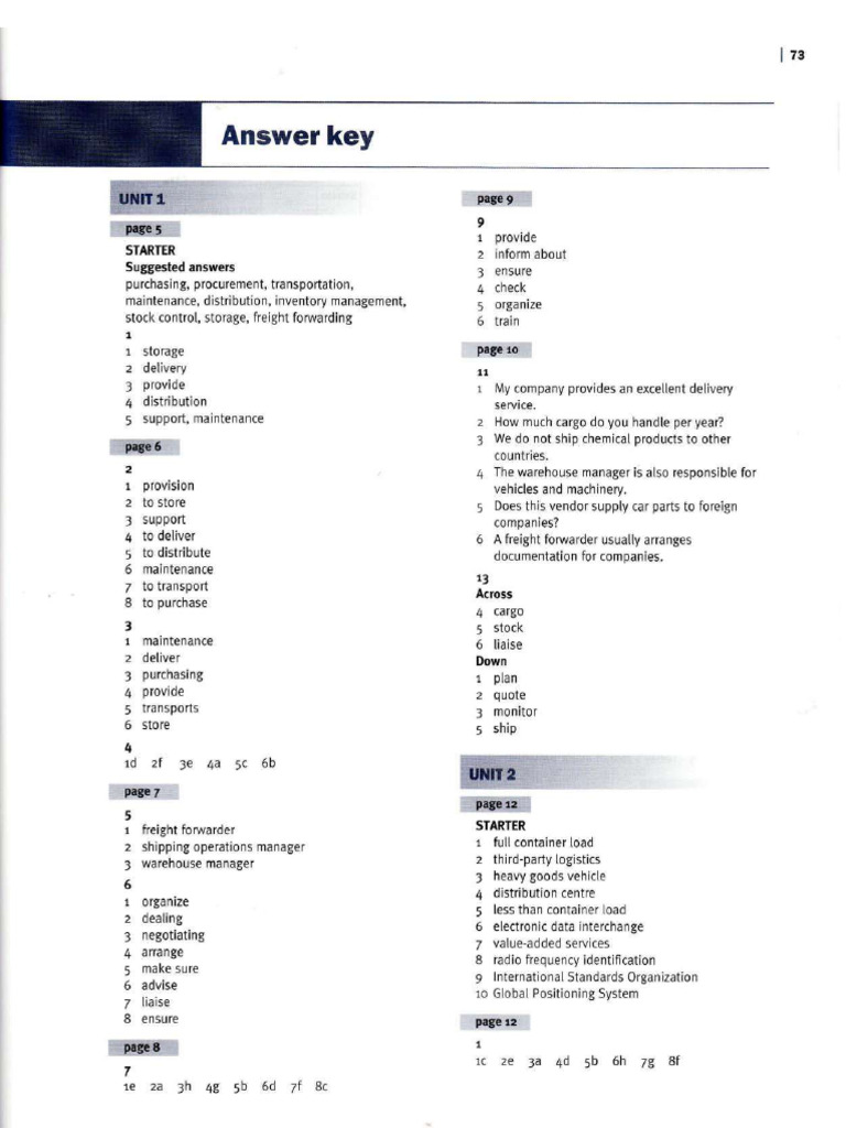 English For Logistics - KEY | PDF