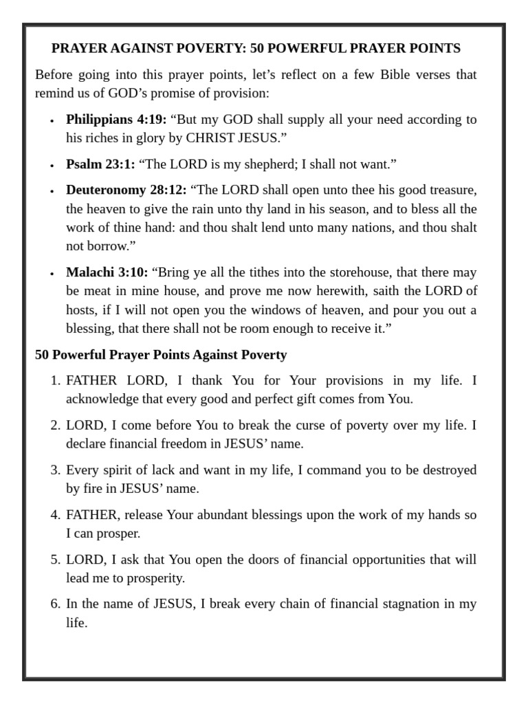 50 Prayer Against Poverty $12 | PDF | Jesus | Thou