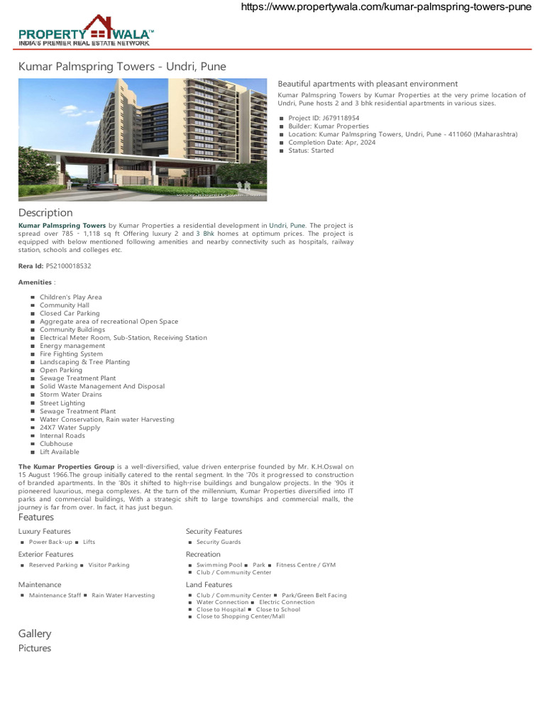Kumar Palmspring Towers Pune.J679118954 | PDF | Apartment