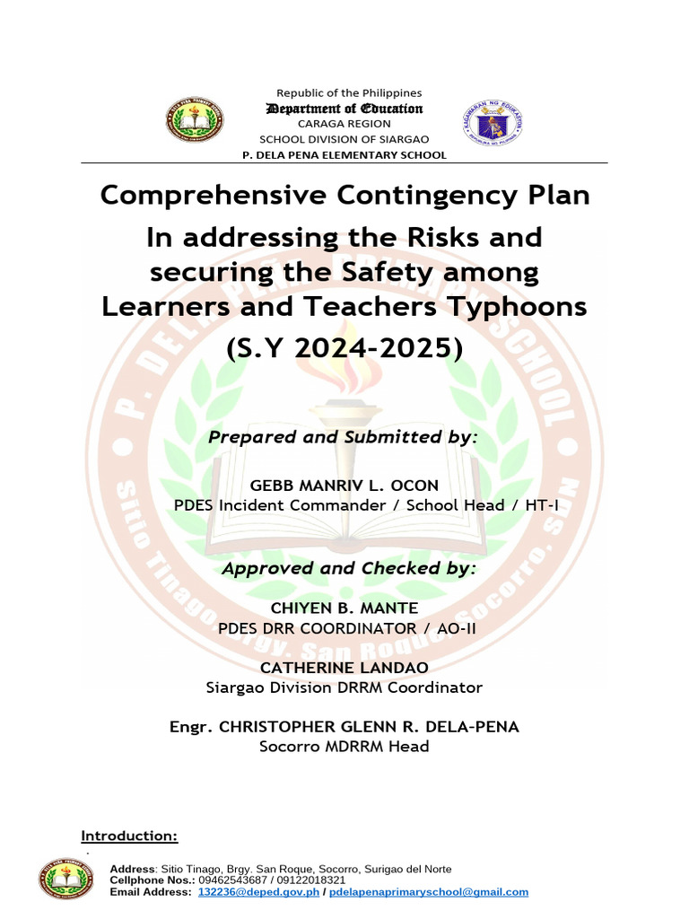 Typhoon Contingency Plan for PDES | PDF | Emergency Management ...