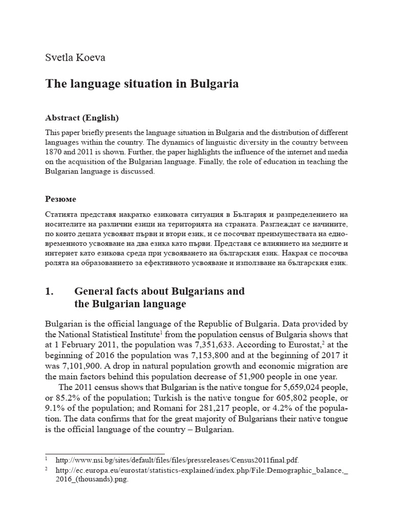 The Language Situation in Bulgarian | PDF | Programme For International ...