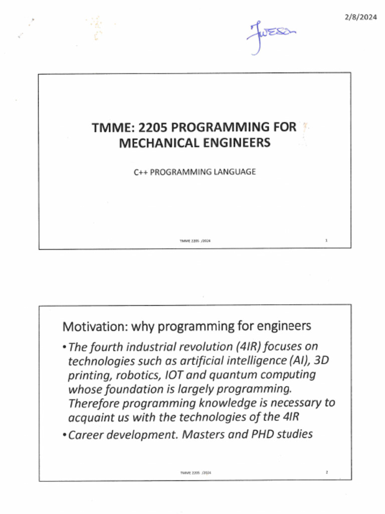 Programming For Engineers | PDF