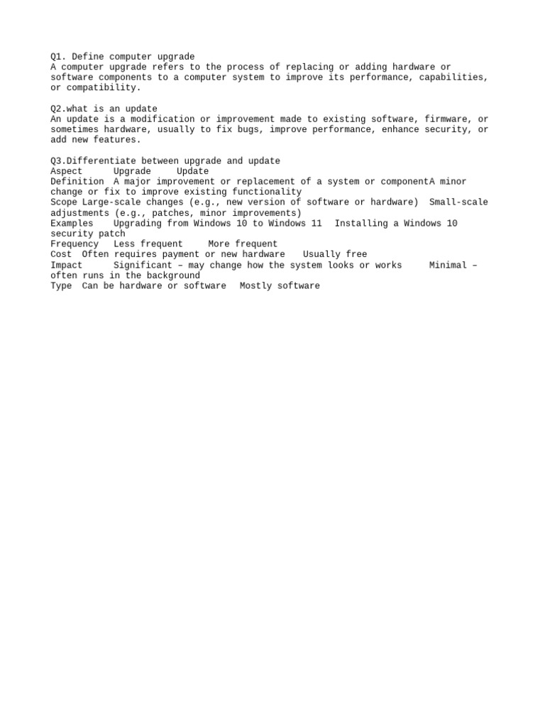 Upgrade vs. Update Definitions | PDF