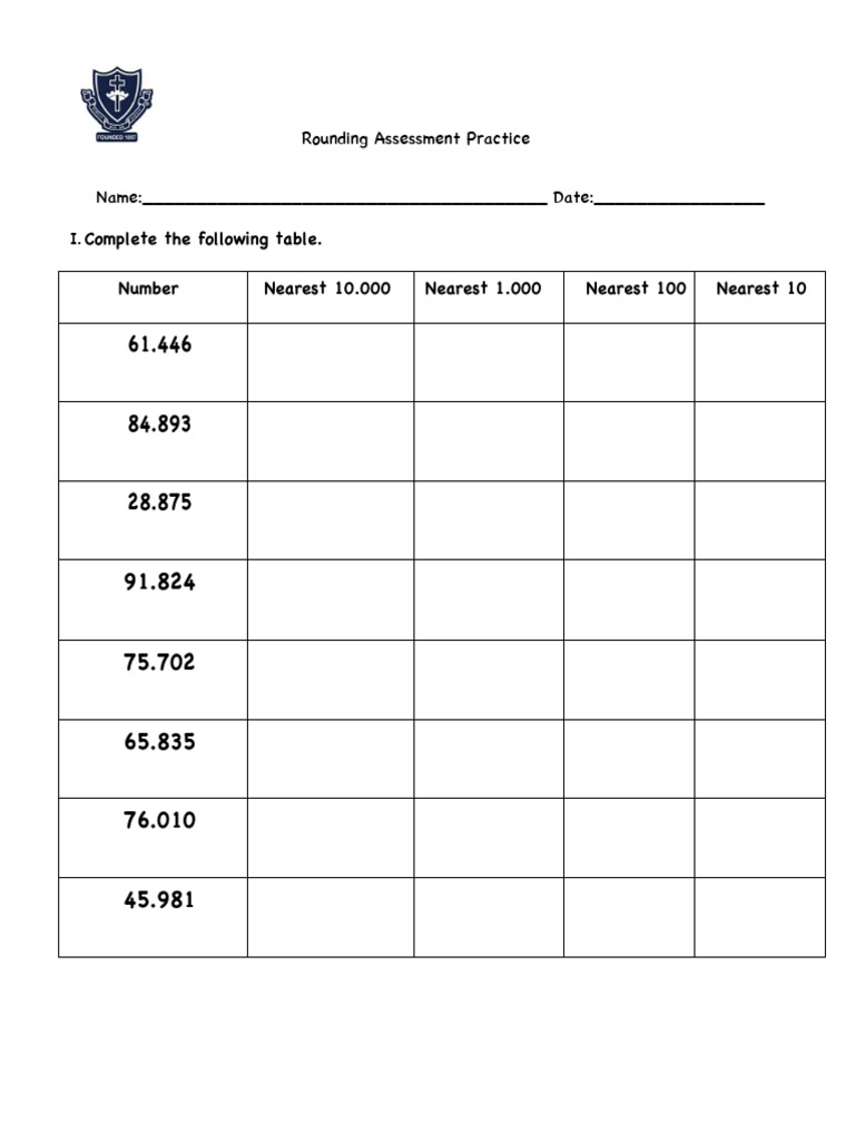 Rounding Assessment Practice | PDF